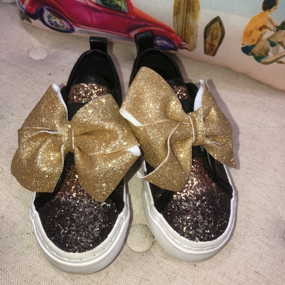 JoJo Siwa | Shoes | Jojo Siwa Girls Sequin Bow Toes Lace Gold Slip On ...